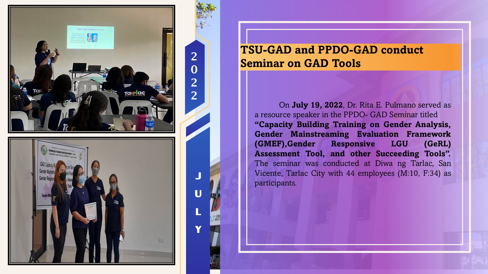Latest GAD Activities - Tarlac State University