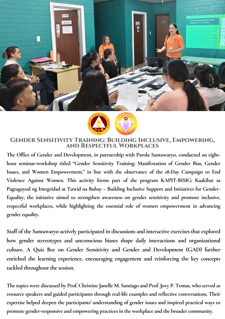 GAD Programs, Projects and Activities - Tarlac State University