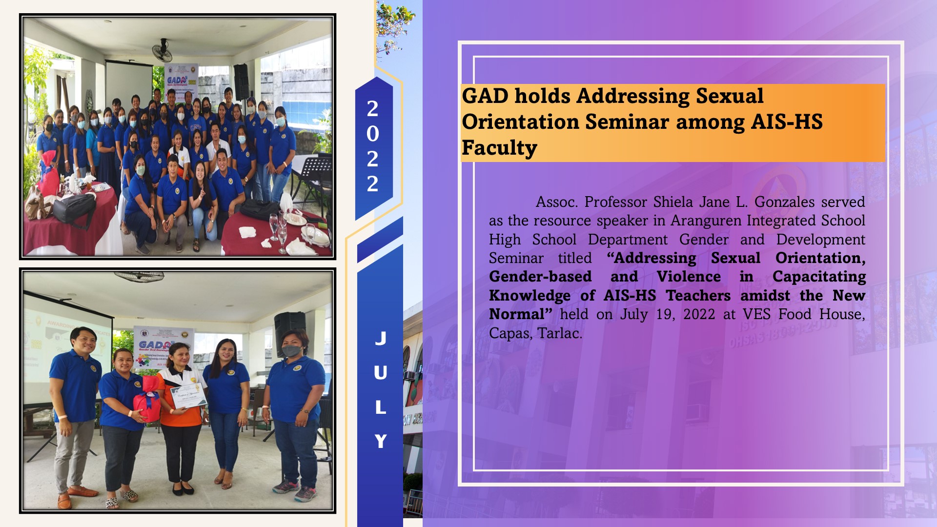 Latest GAD Activities - Tarlac State University