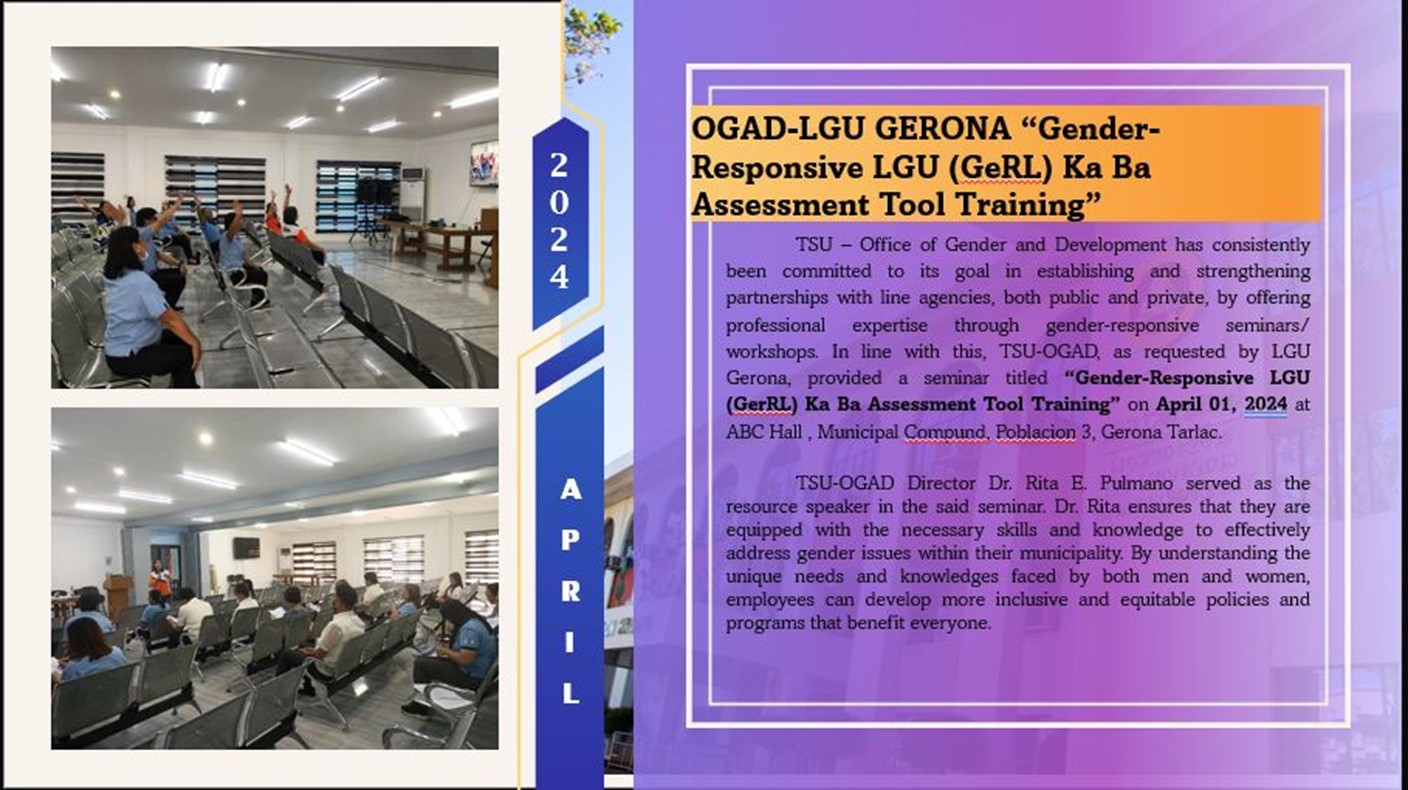 GAD-related Seminars, Trainings, Workshops - Tarlac State University