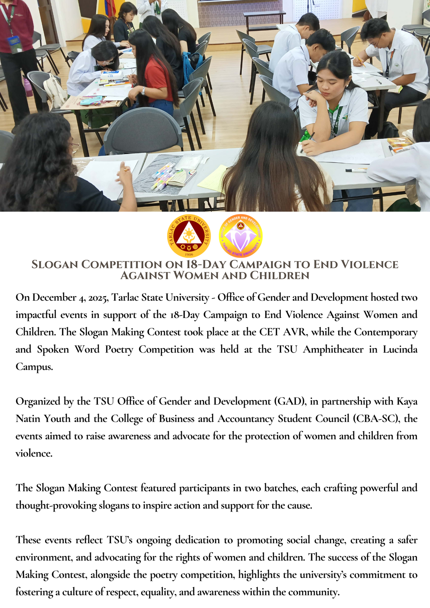 GAD Programs, Projects and Activities - Tarlac State University