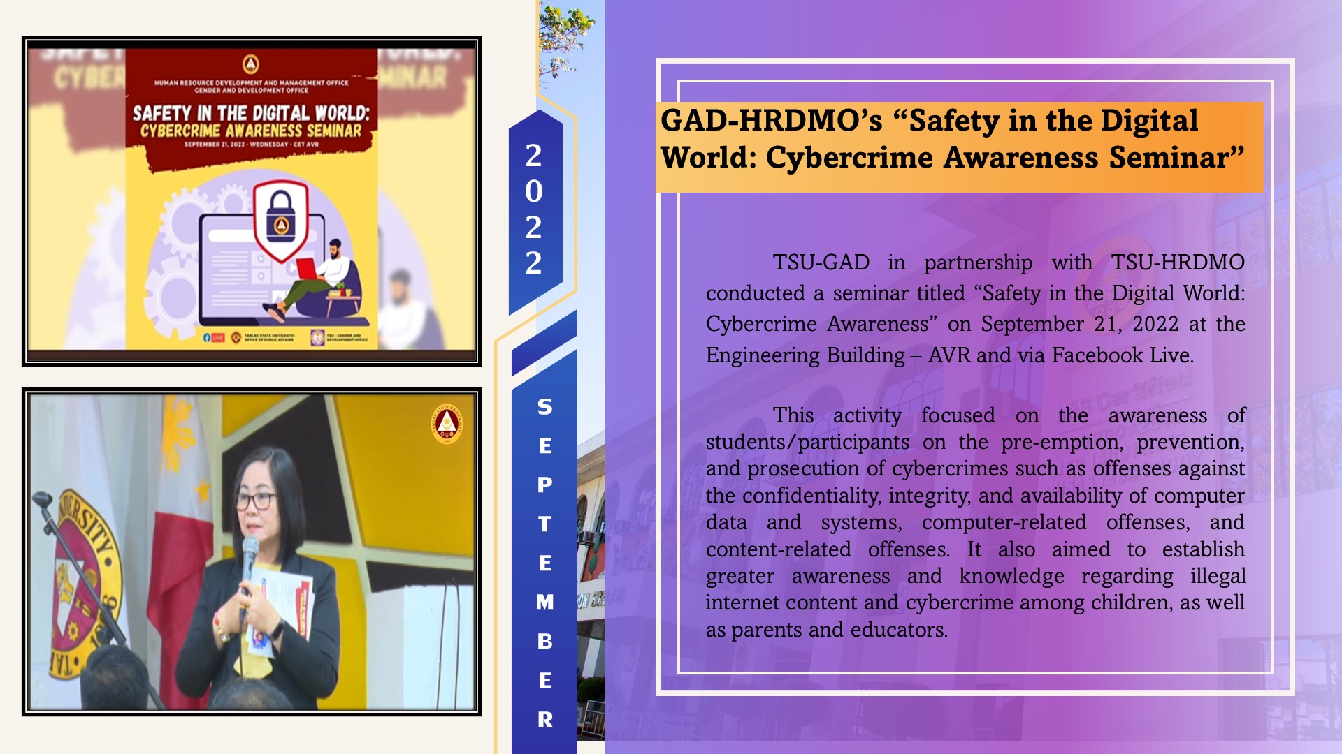 Latest GAD Activities - Tarlac State University