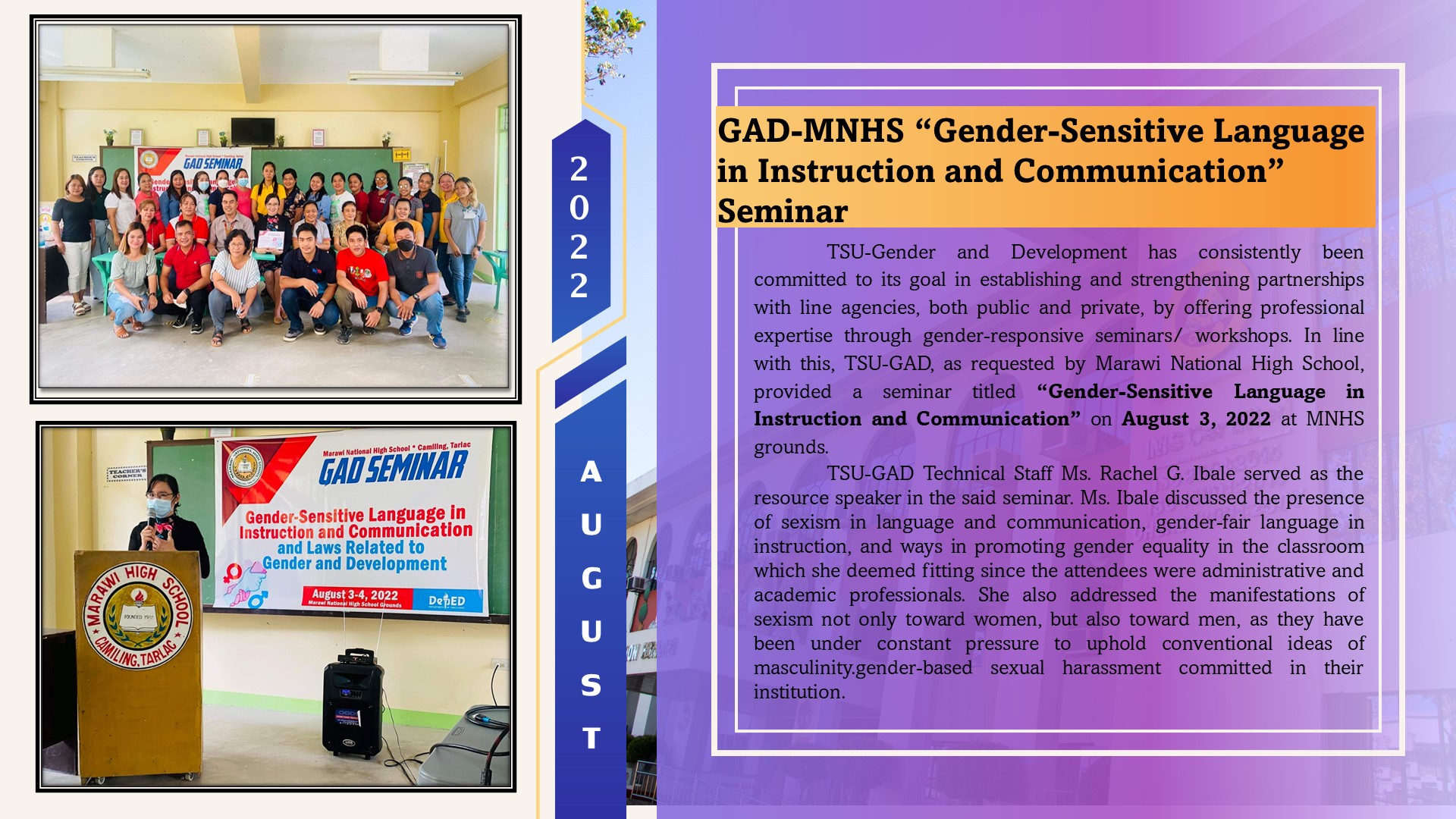Latest GAD Activities - Tarlac State University
