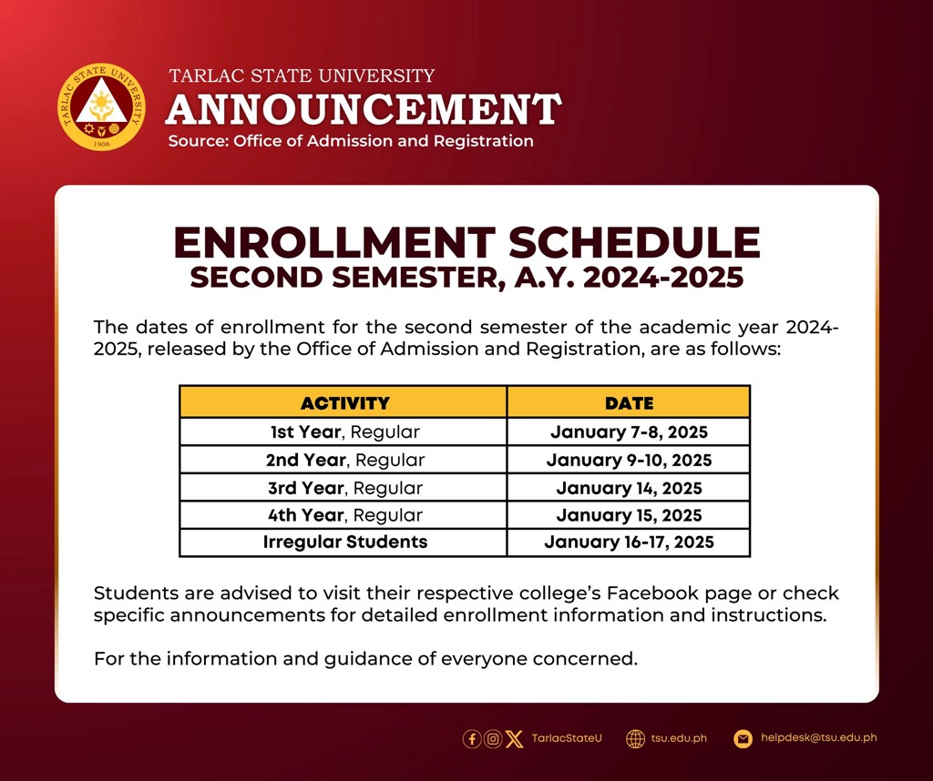 TSU CAE results for A.Y. 2025-2026 are out! - Tarlac State University